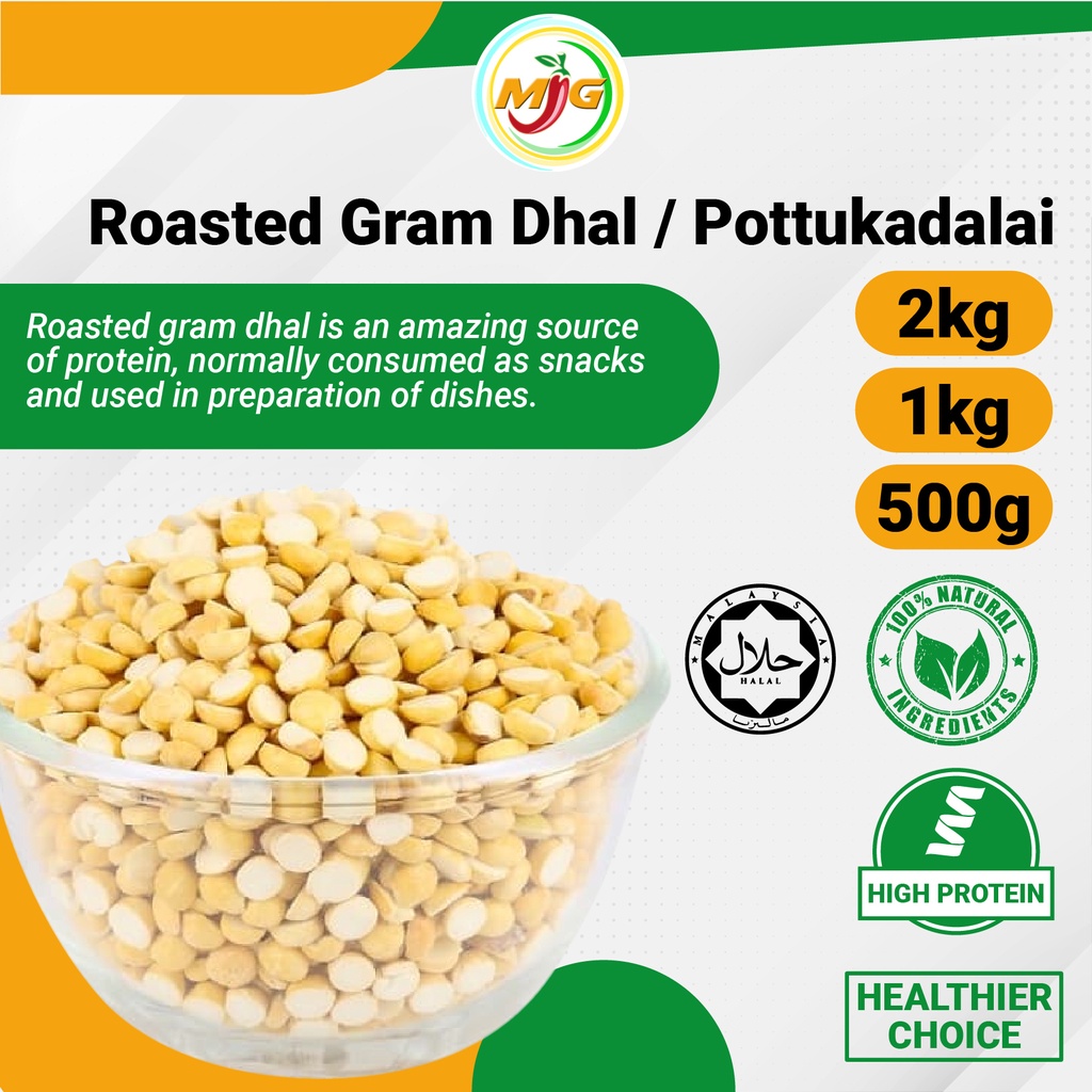 Ez Bizy Roasted Gram Dhal / Pottukadalai / Pottu Kadalai - 2kg/1kg/500g Cooking Ingredients ...