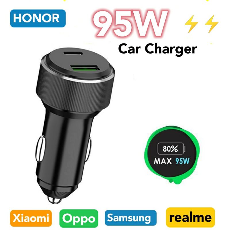 Honor 70 5G In-Car Charger Adapter Support 95w 1A1C Super Fast Charge ...