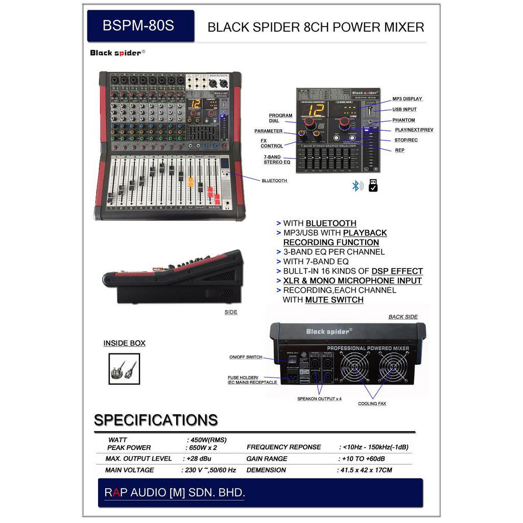 [BLACK SPIDER] BSPM-80S 8 CHANNEL POWER MIXER | Shopee Malaysia