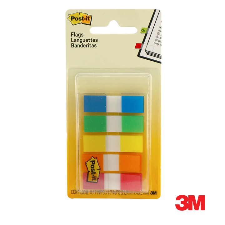 3M Post-it Flags Assorted Primary Colors, 683-5CF, 100 Flags, 0.47INx1 ...