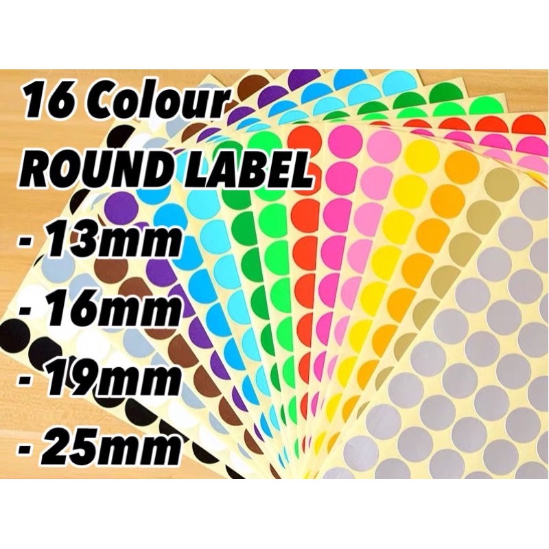 AKINA SAVE 16 Colour Alphabet Number Self Adhesive Round Label 8mm ...