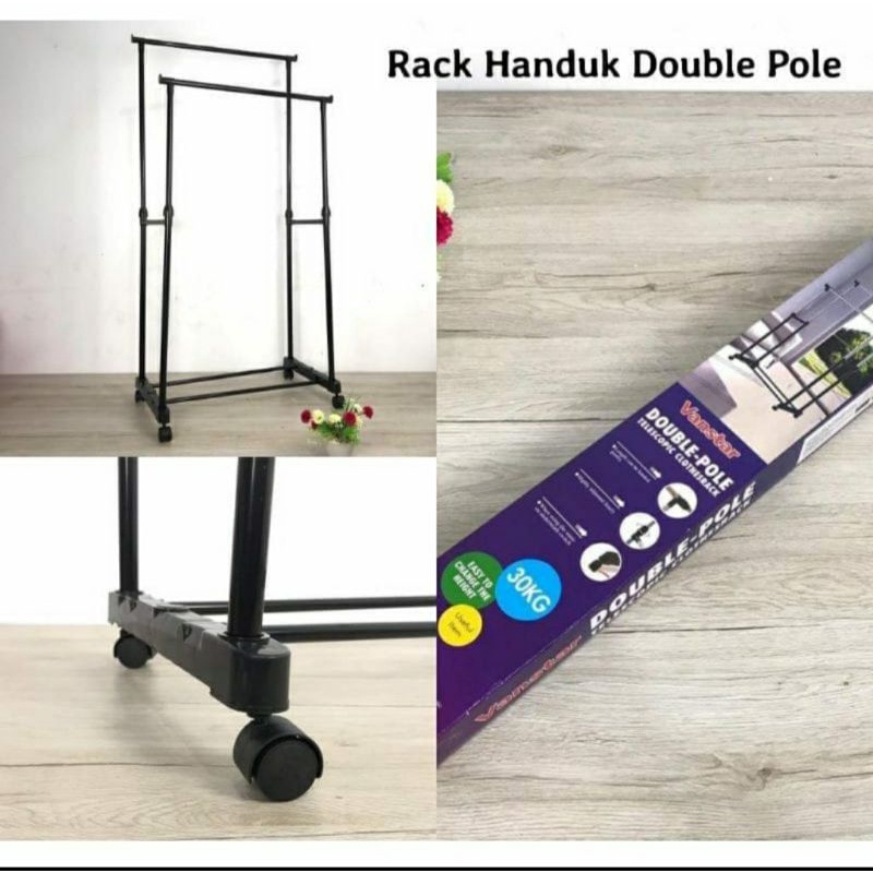Double pole multi-purpose clothes hanger rack stand | Shopee Malaysia