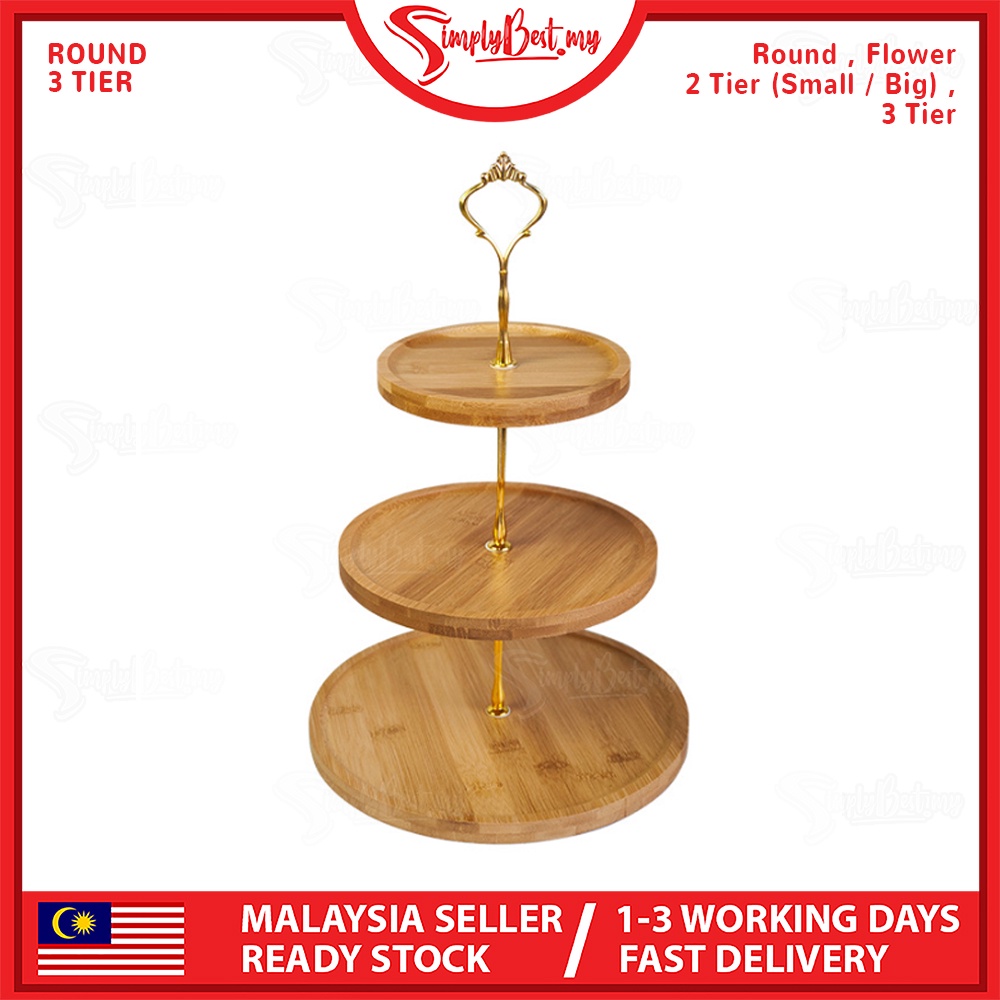 SIMPLYBEST High Tea Stand Wood Dessert Plates Cupcake Tea Party Serving ...