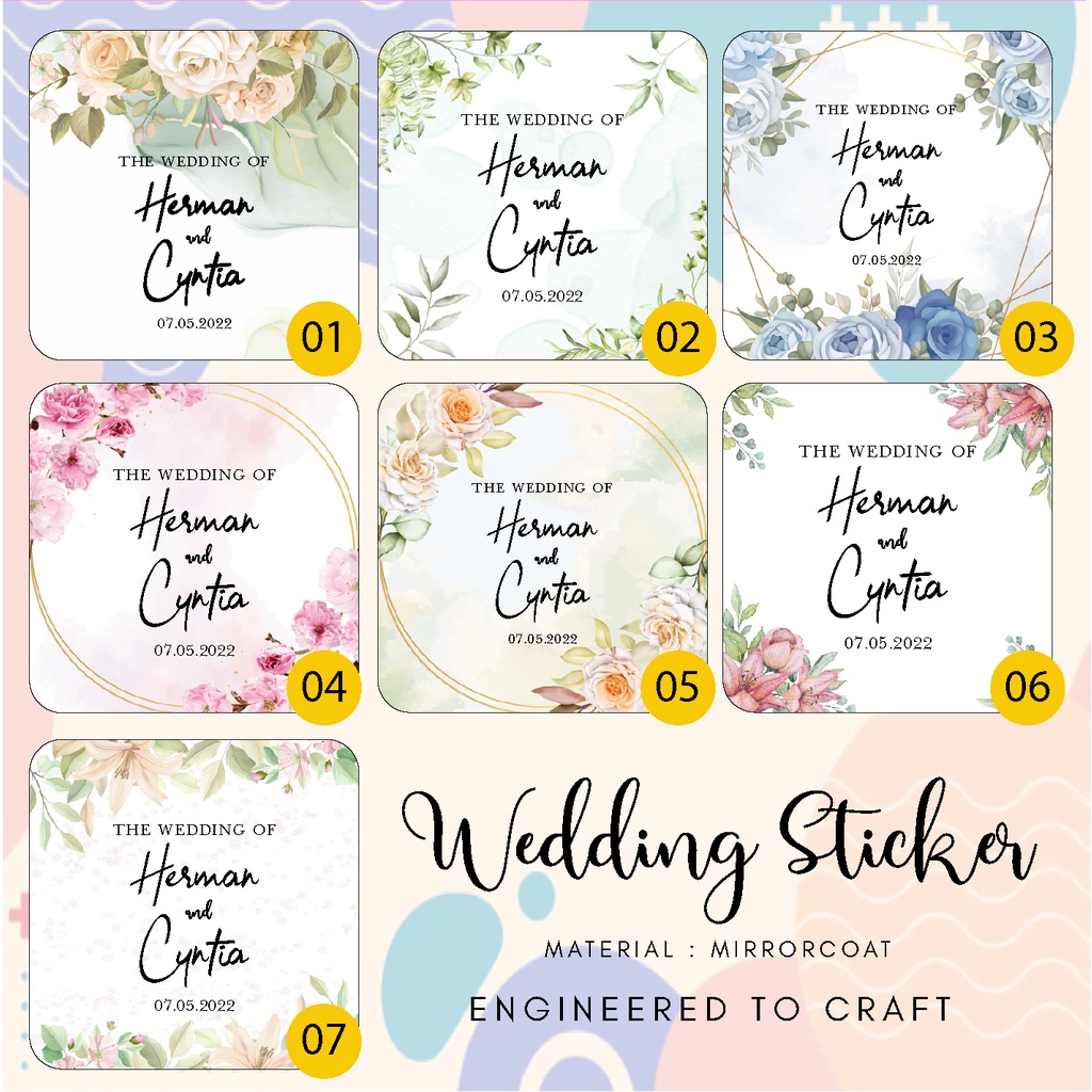 [STICKER] Floral Square Thank You Sticker Wedding Aqiqah Engagement ...