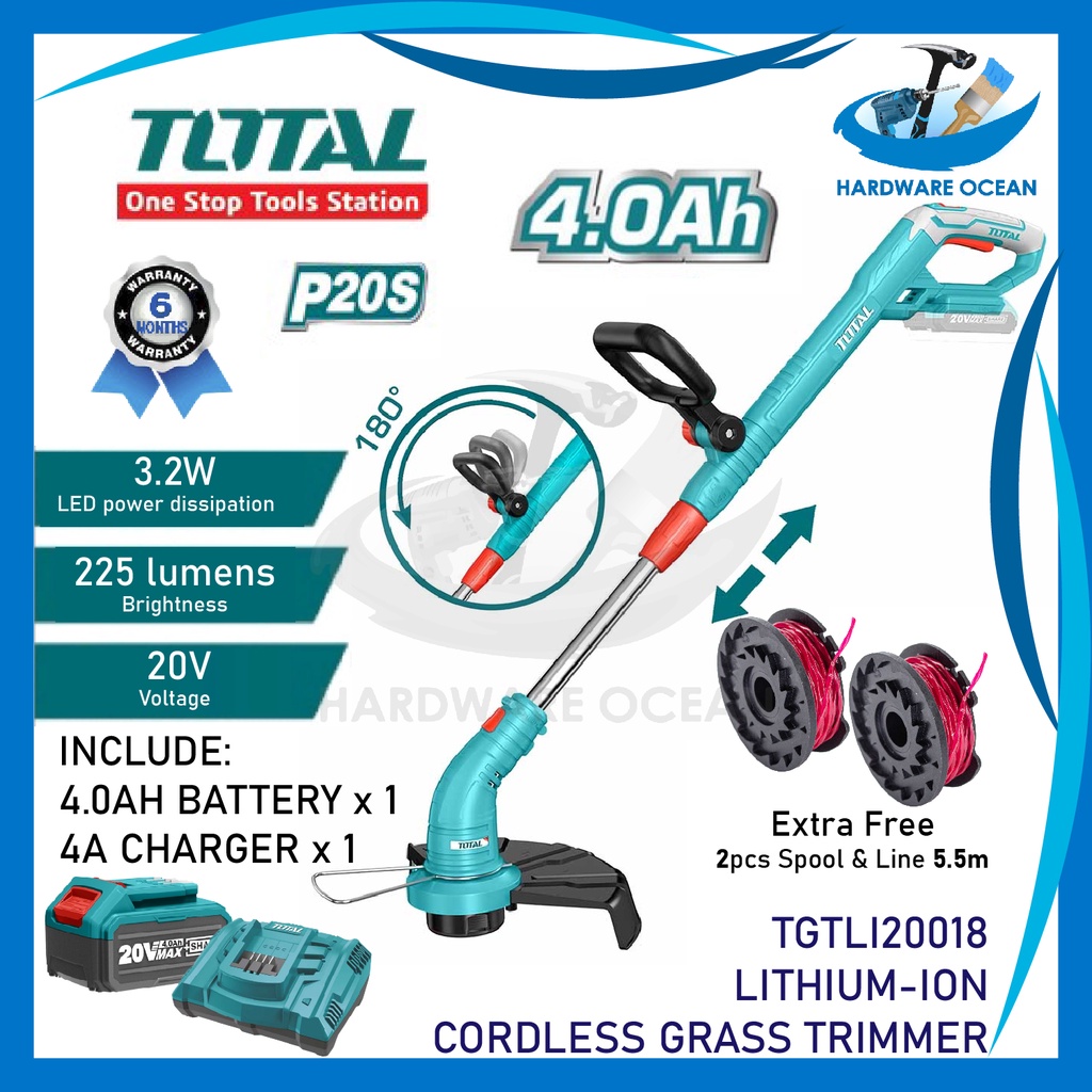 20V Mesin Rumput Bateri Total Grass Trimmer Total Cordless Grass Cutter ...