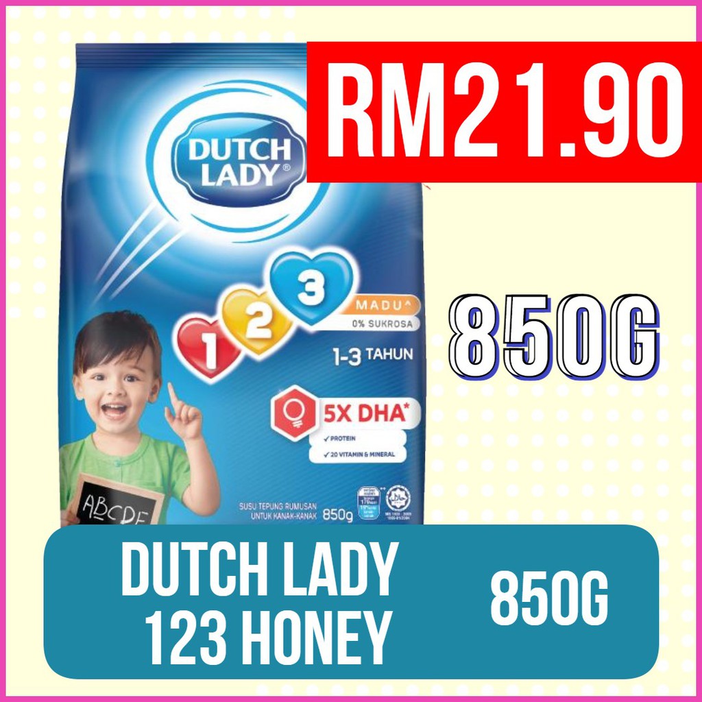 Dutch Lady Milk Powder 123 - Honey 850g | Shopee Malaysia