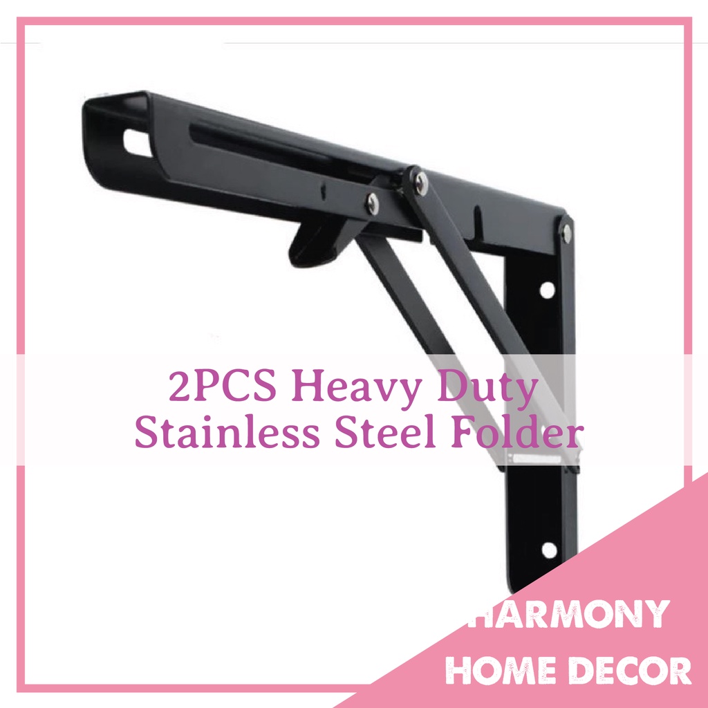 2PCS Heavy Duty Stainless Steel Folding Desk Table Wall Mount Movable ...