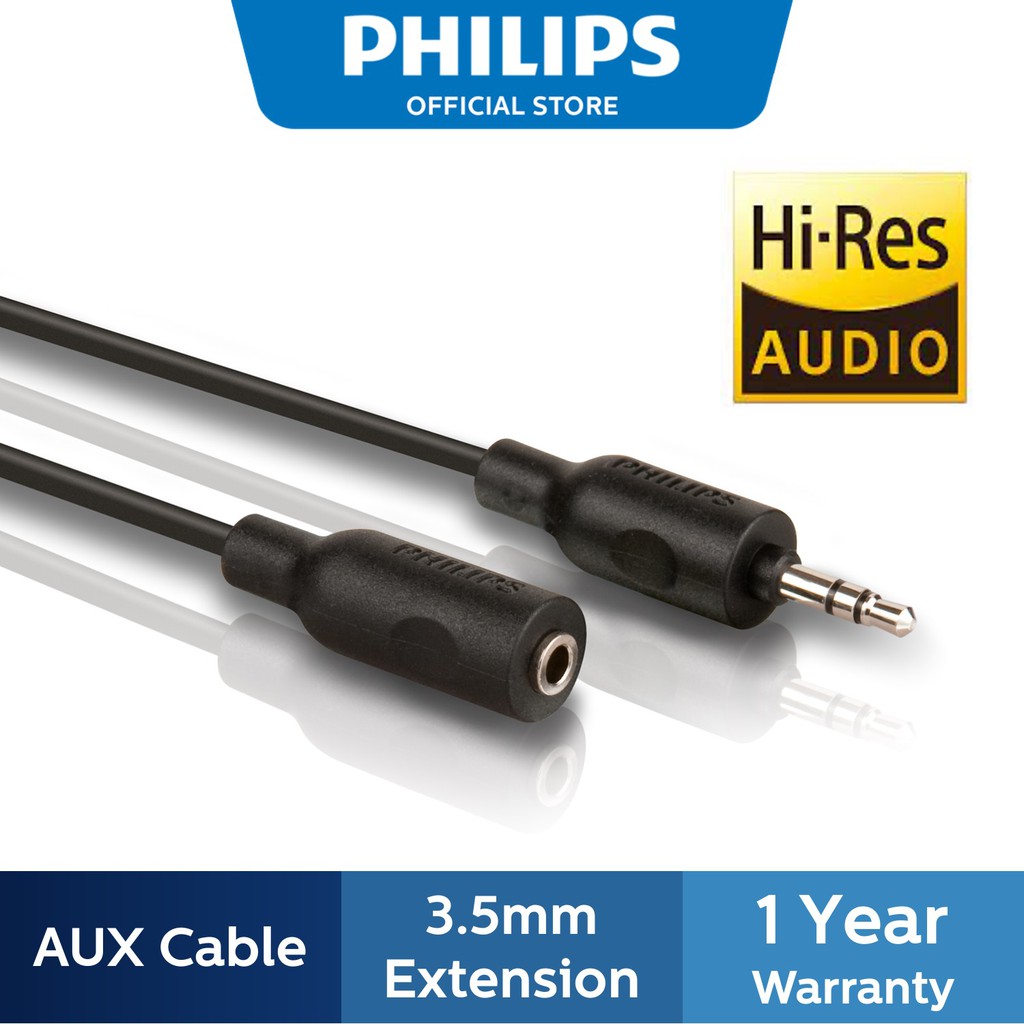 Philips 3.5mm AUX Cable Extender Extension Cord Headphone Speaker ...