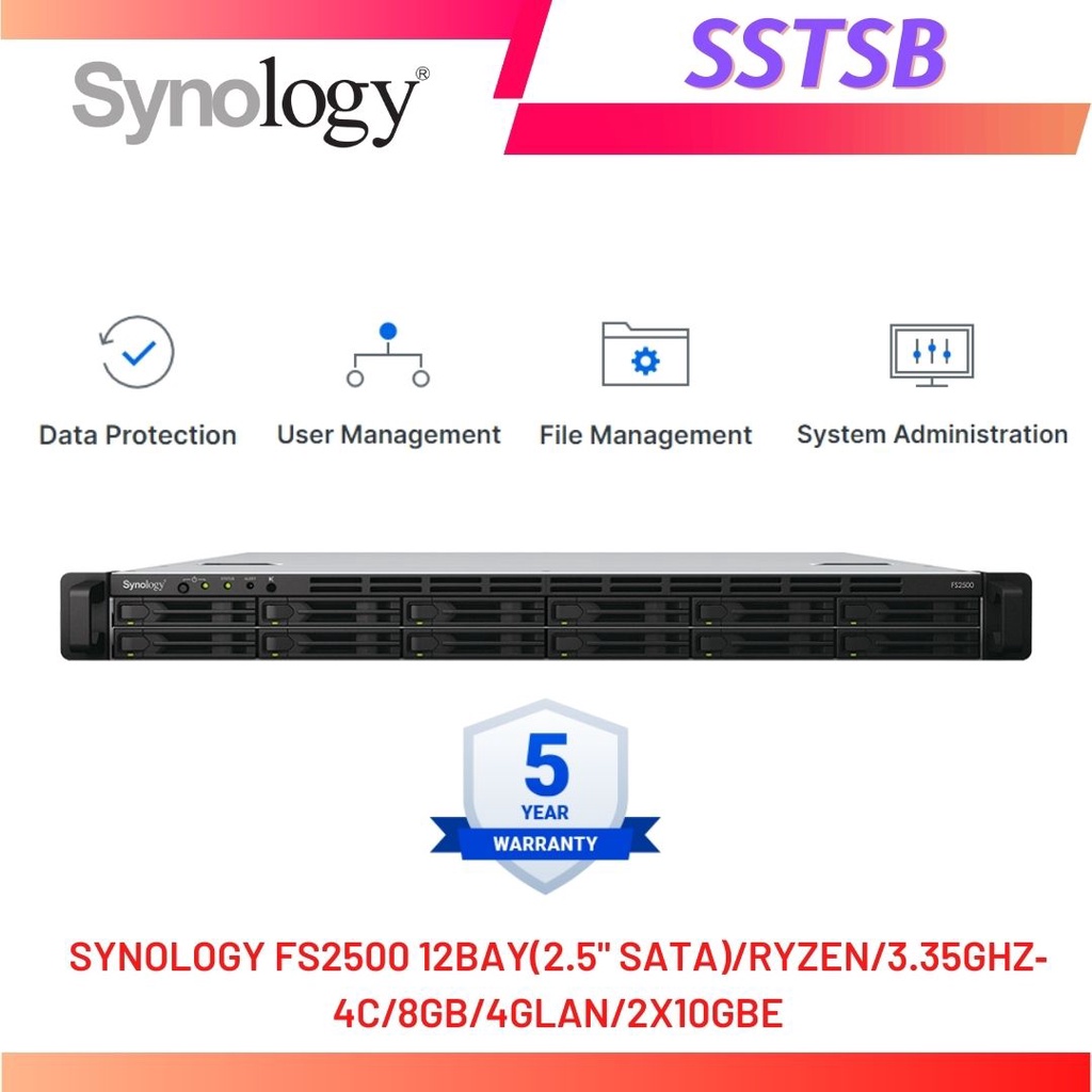 SYNOLOGY FS2500 12BAY(2.5" SATA)/RYZEN/3.35GHZ‐ 4C/8GB/4GLAN/2X10GBE ...