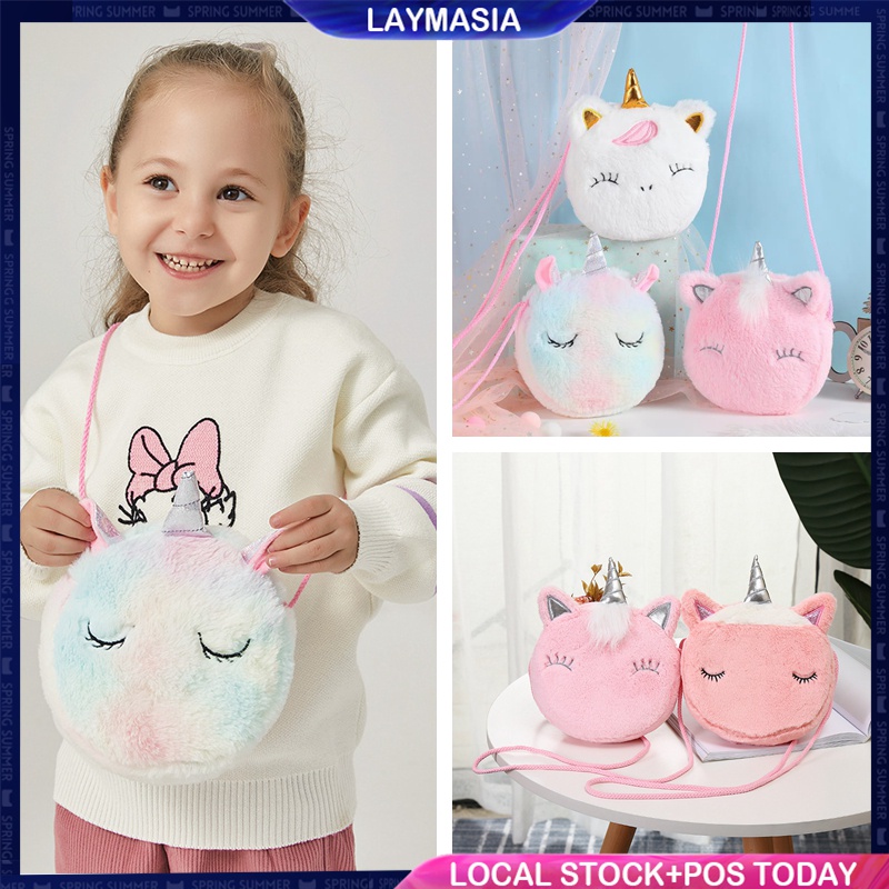 Ready Stock Kids Bag Cartoon Plush Bag Unicorn Bag Children Sling Bag ...