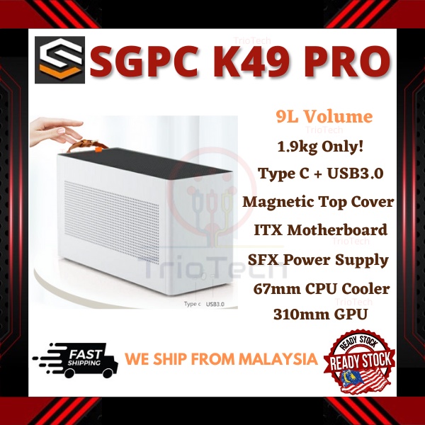 SGPC K49 PRO ITX Vertical GPU Desktop PC Case Type C USB3.0 SFX Premium Full Aluminum PCIE Riser ...