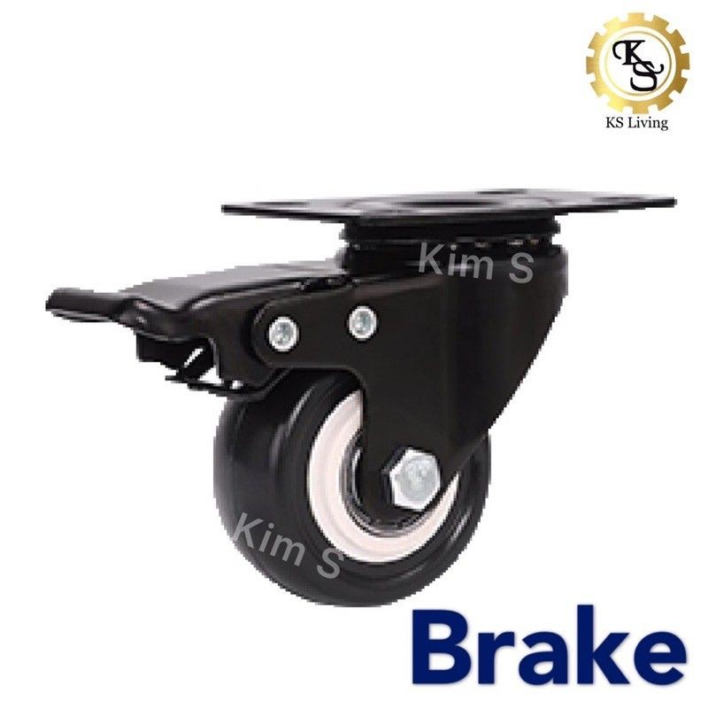 Kim.S 40mm(1 1/2”) PU Caster Castor Swivel & Fix & Brake Caster Wheel ...