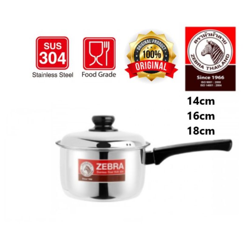 Zebra SUS304 Stainless Steel CARRY Sauce Pan 14cm～16cm~18cm | Shopee ...