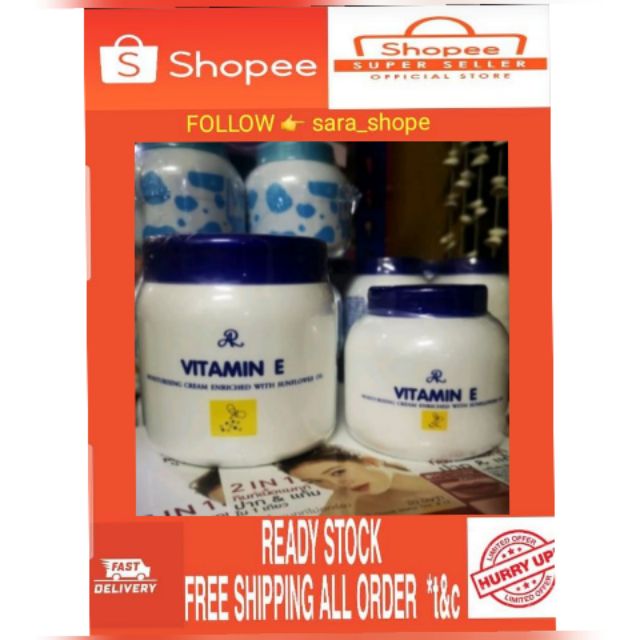 🔥🔥🔥Hot Item🔥🔥🔥 Aron Vitamin E Moisturizing Cream 200g 500g | Shopee ...