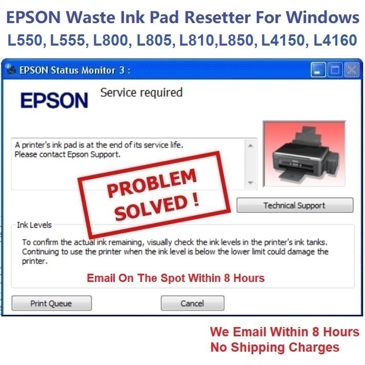 Epson Waste Inkpad Resetter for L550, L555, L800, L805, L810, L850 ...