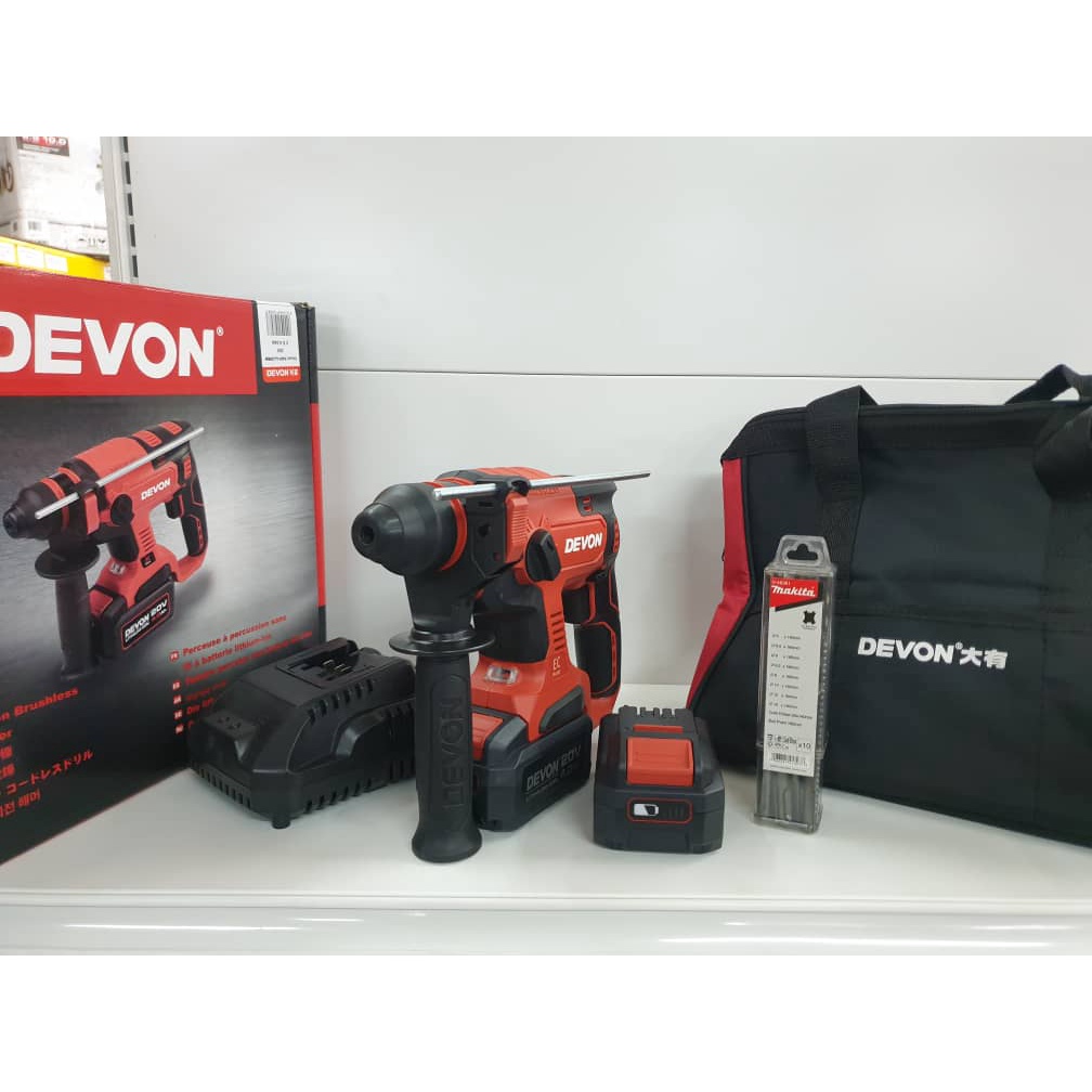 DEVON 20V CORDLESS ROTARY HAMMER 22MM (COMPLETE SET) FOC MAKITA SDS ...