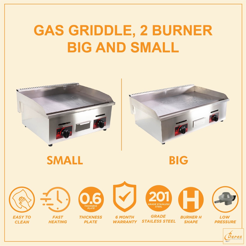 BERES Commercial Stainless Steel Griddle Gas Griddle Dapur Burger Dapur ...