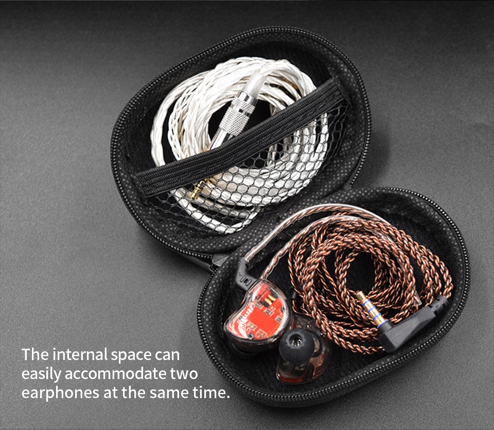 KZ Oval logo Storage Bag Headphones PU Zipper Storage Box Black ...