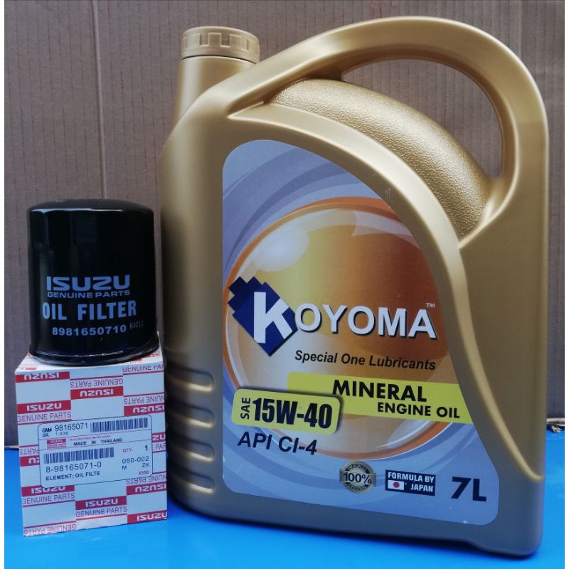 ISUZU D-MAX RT50 OIL FILTER 8-98165071 + KOYOMA 15W40 CI-4 7 LITER ...