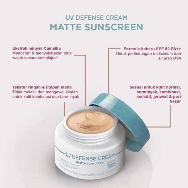 UV Defense Cream Matte Sunscreen SPF50 PA++- Sendayu Tinggi | Shopee ...