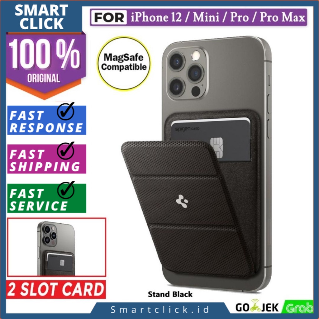Card Holder Stand Magnet iPhone 12 Spigen Magsafe Leather Card Wallet ...