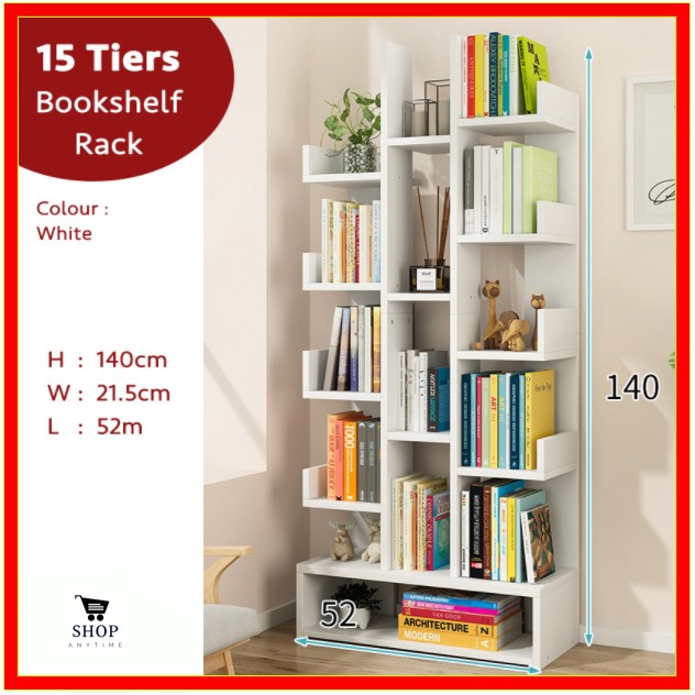 Modern Bookshelf Design with 9/15 Tiers | Bookcase | Rak Buku | Storage ...
