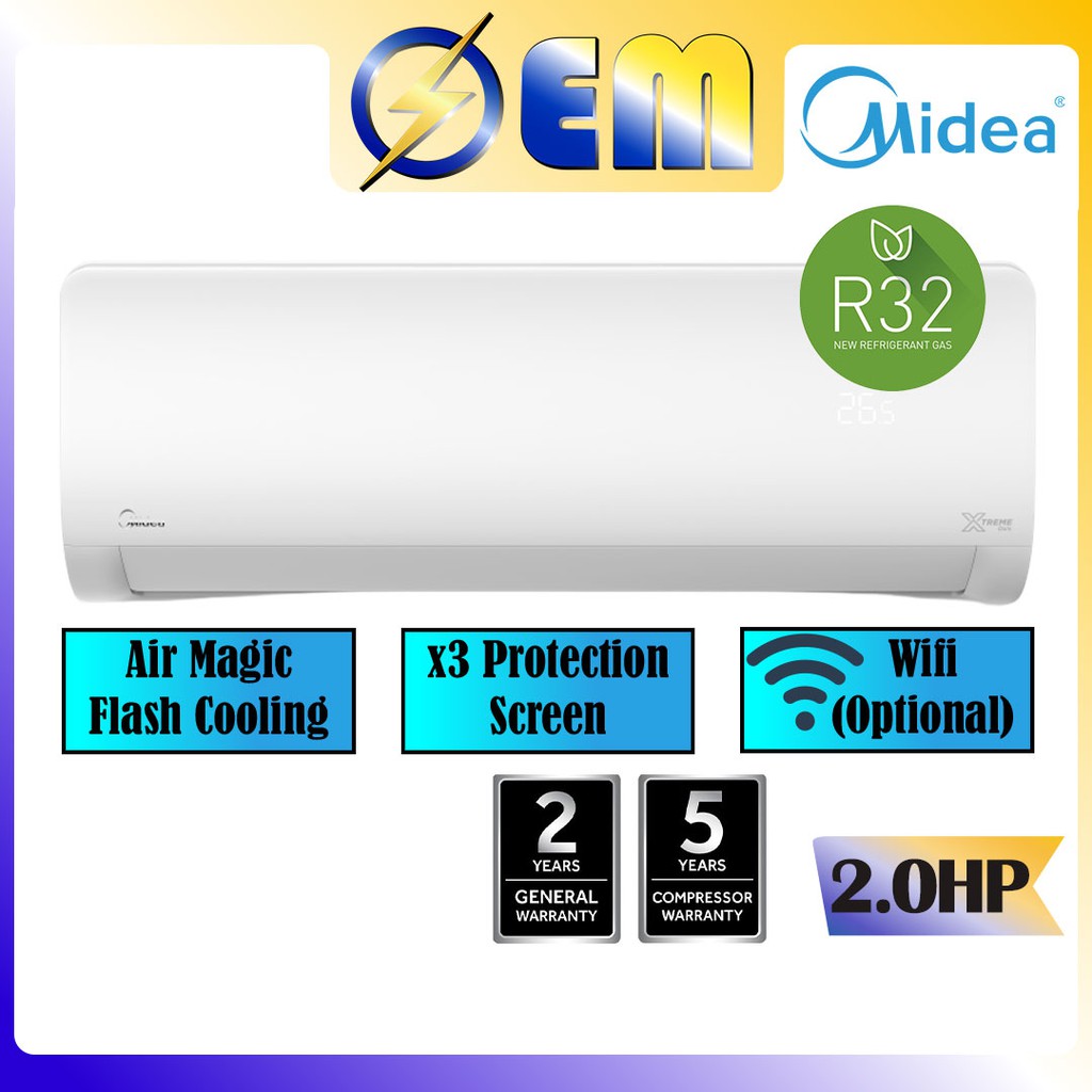 1.0HP/1.5HP/2.0HP/2.5HP MIDEA Xtreme Dura R32 Air Conditioner Aircond | Prime Guard & Triple ...