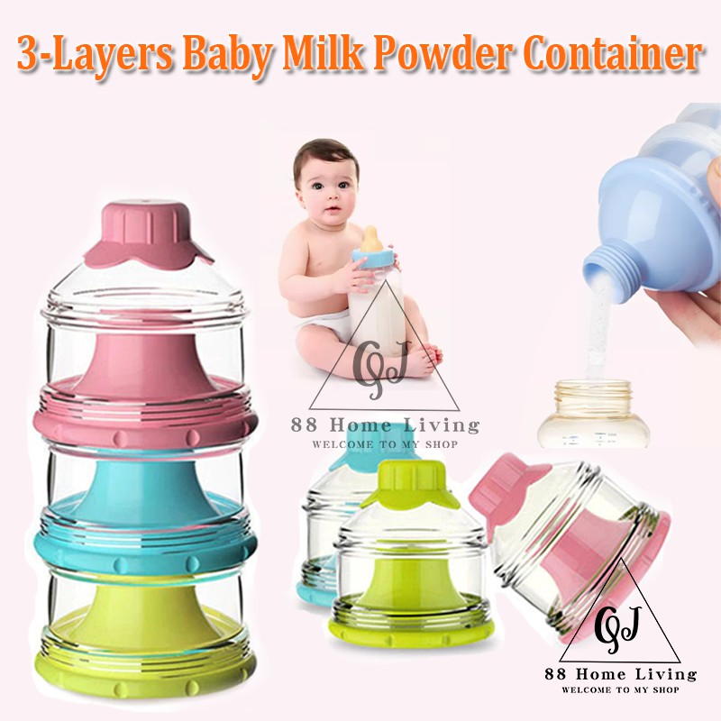 1Set Portable 3-Layers Baby Milk Powder Container Travel Non-Spill ...