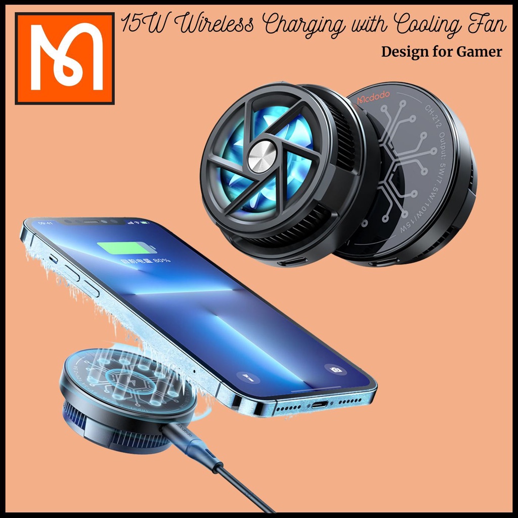 15W Magnetic Game Charger Mini Mobile Phone Cooling Fan Radiator Turbo ...