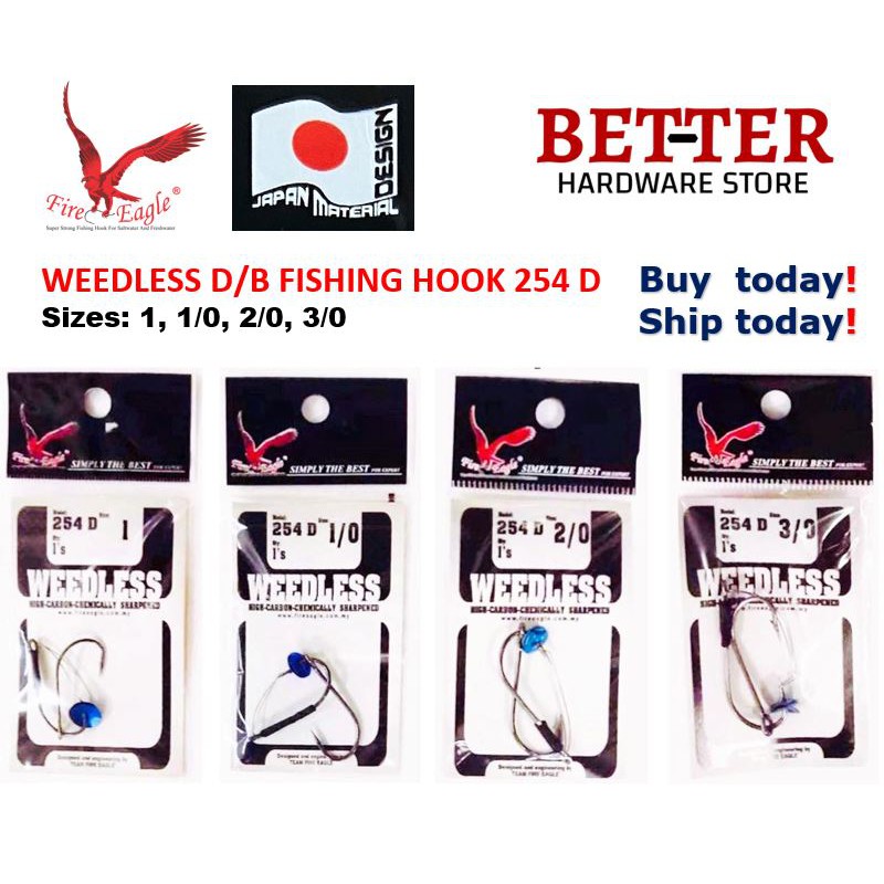 🔥LAST STOCK🔥 FIRE EAGLE WEEDLESS DOUBLE FISHING HOOK 254D SIZE:1 , 1/0 ...