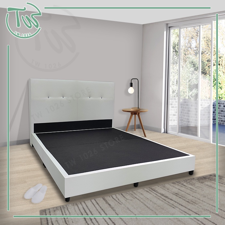 TW【QUEEN/KING】【PVC Waterproof White/Fabric Cream】5 FT/6 FT Divan Bed ...