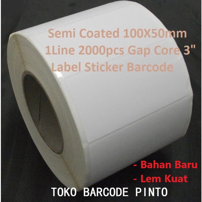 Semi Coated 100x50mm 1Line 2000pcs Gap 2mm Core 3 Inches / Barcode ...
