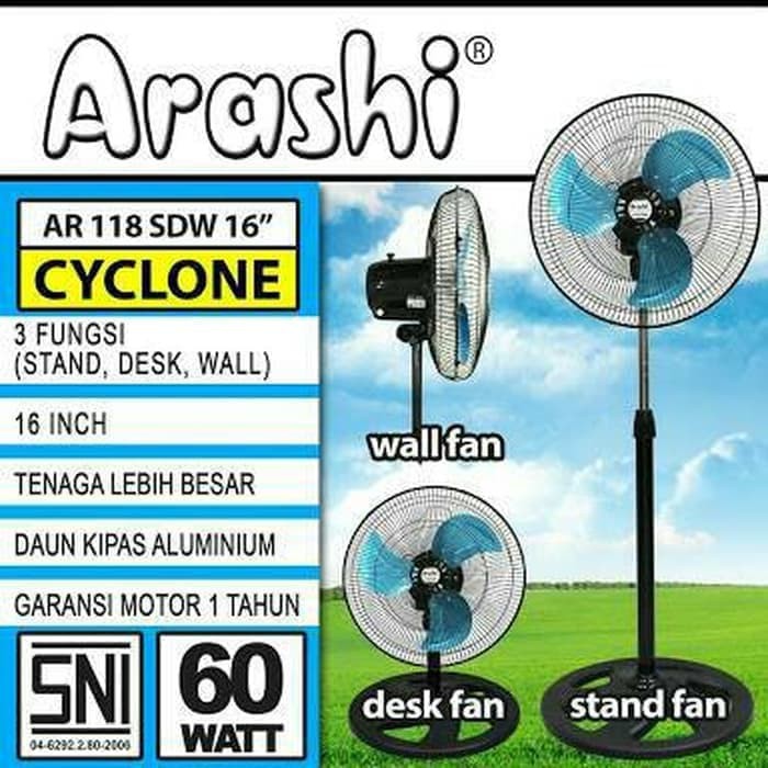 3in1 Fan / Wall Fan / Desk Fan / Stand Fan / Arashi Cyclone | Shopee ...