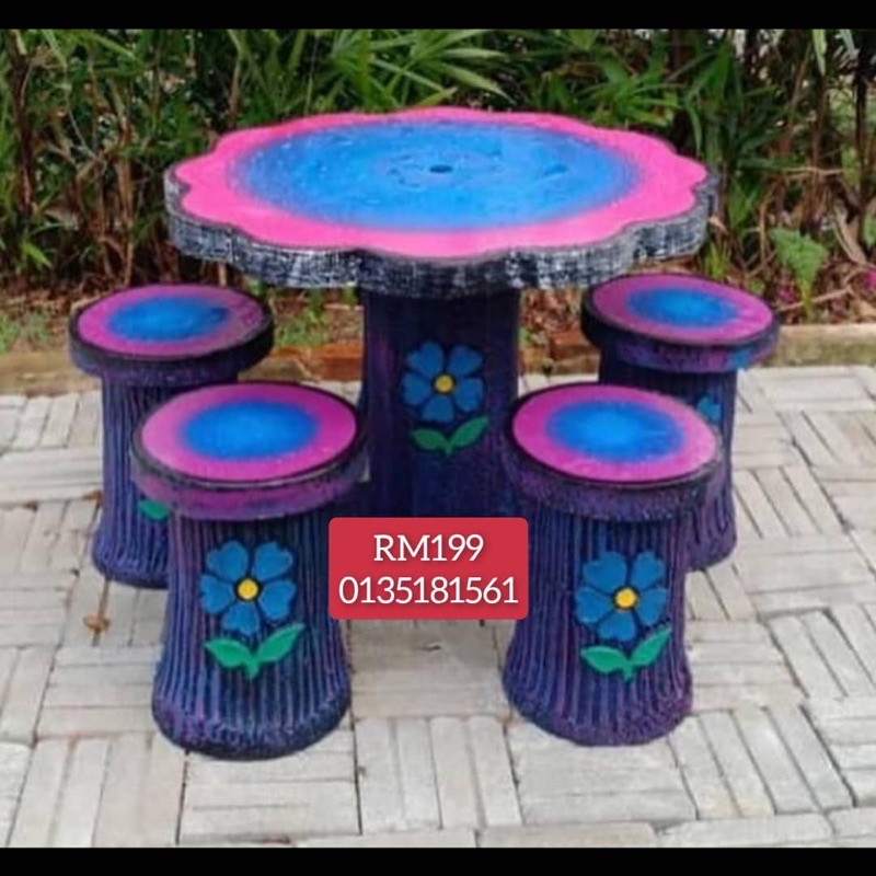 KERUSI MEJA BATU [BYR COD JIMAT WSP 0135181561] SET MEJA BATU BUNGA ...