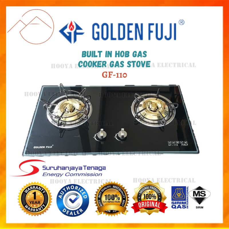 GOLDEN FUJI GF-110 Built in Hob Gas Cooker Gas Stove Tempered Glass 8mm ...