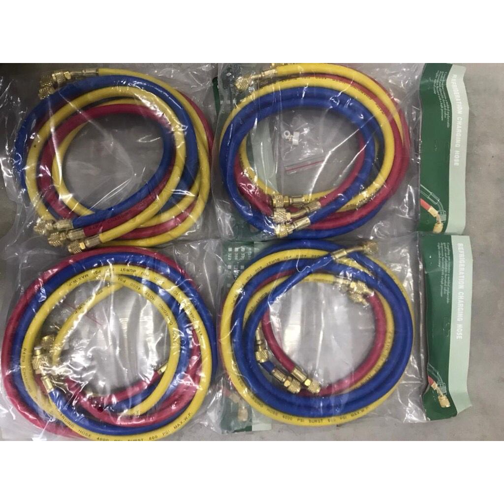 Manifold Charging Hose 1.5Meter X 3 pcs (Red, Blue,Yellow) / 1.2Meter x ...