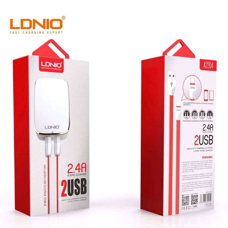 LDNIO 2 USB PORTS FAST CHARGING CHARGER ADAPTER WITH MICRO CABLE UK PIN ...