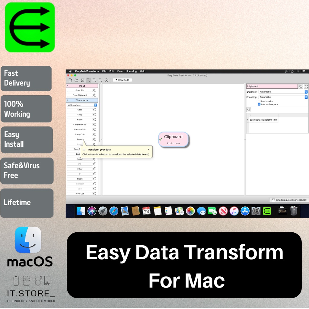 Easy Data Transform Lifetime for Intel and M1 Chip Apple Silicone MacOs/Macbook/Mac Software ...