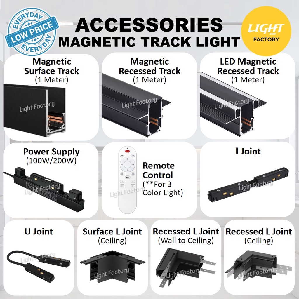 🔥NEW🔥 Smart Control 1M Magnetic Track Light Rail Recessed/Surface Type ...