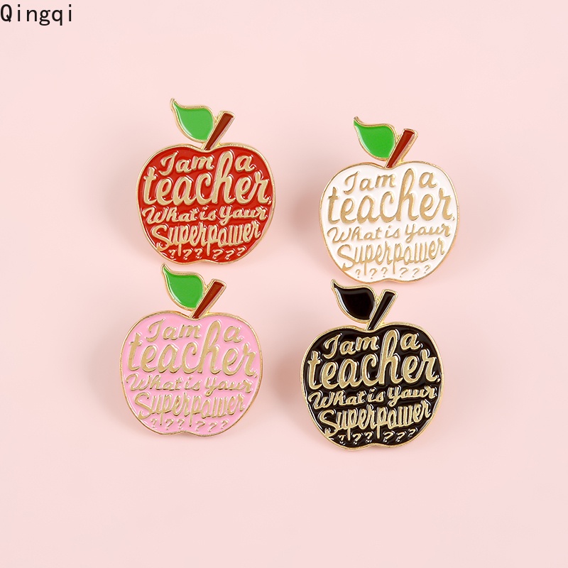 Teacher Enamel Pins Quotes I Am A Teacher Brooch Badge Pink Red Apple ...