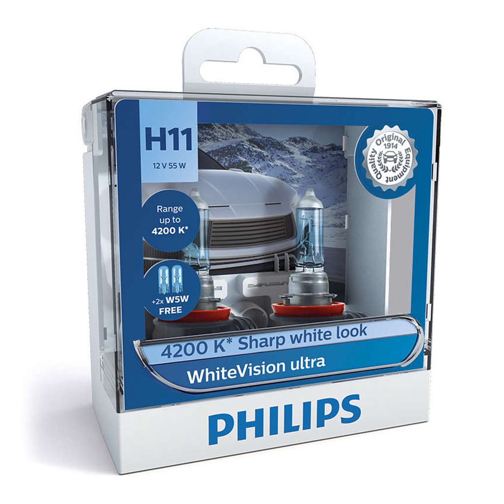 Philips White Vision Ultra Car Headlight Halogen Bulb ( +60% More Light ...
