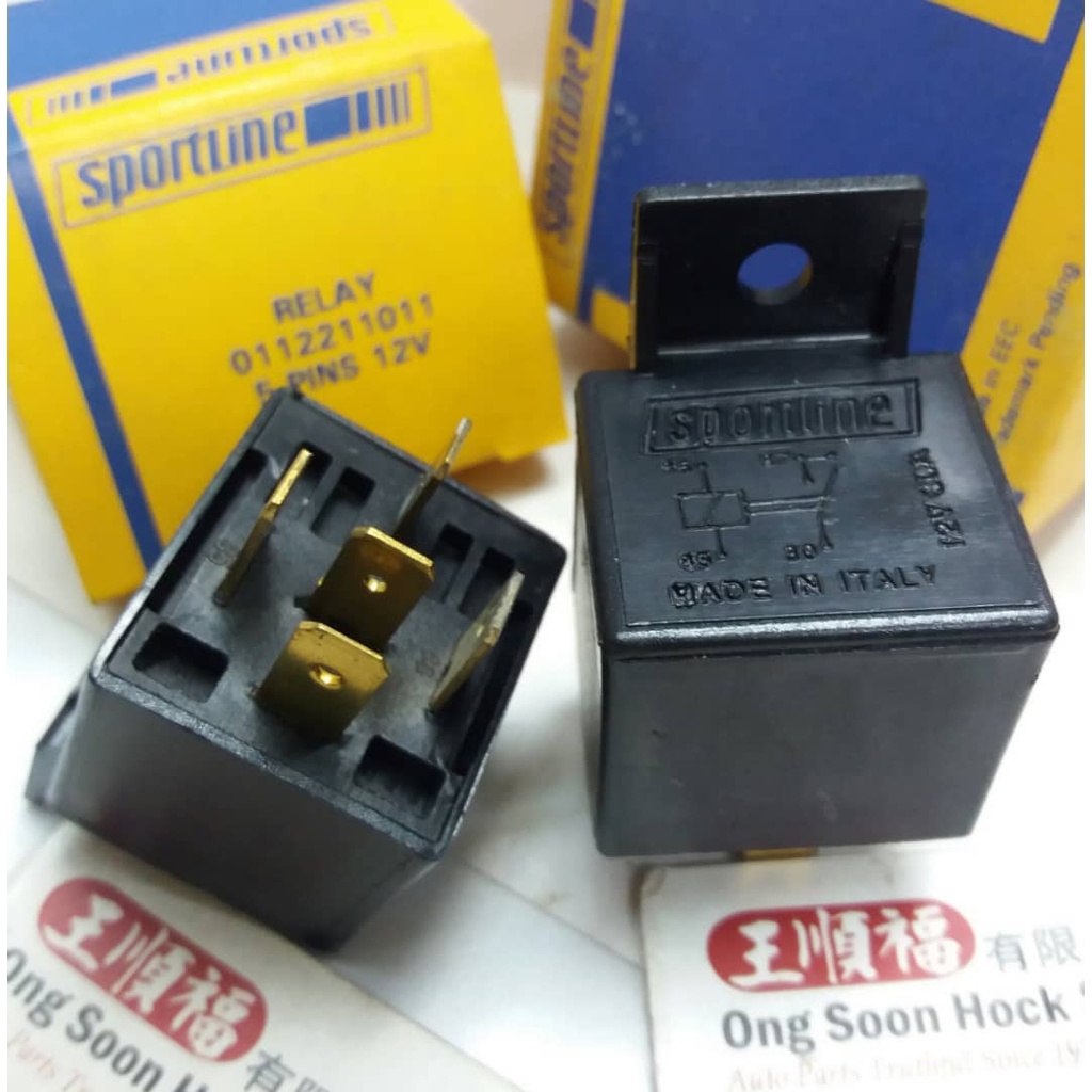 Relay 12V 5 Pins 30A 87 Sportline 0112 211 011 made in Italy Bosch 0332 ...