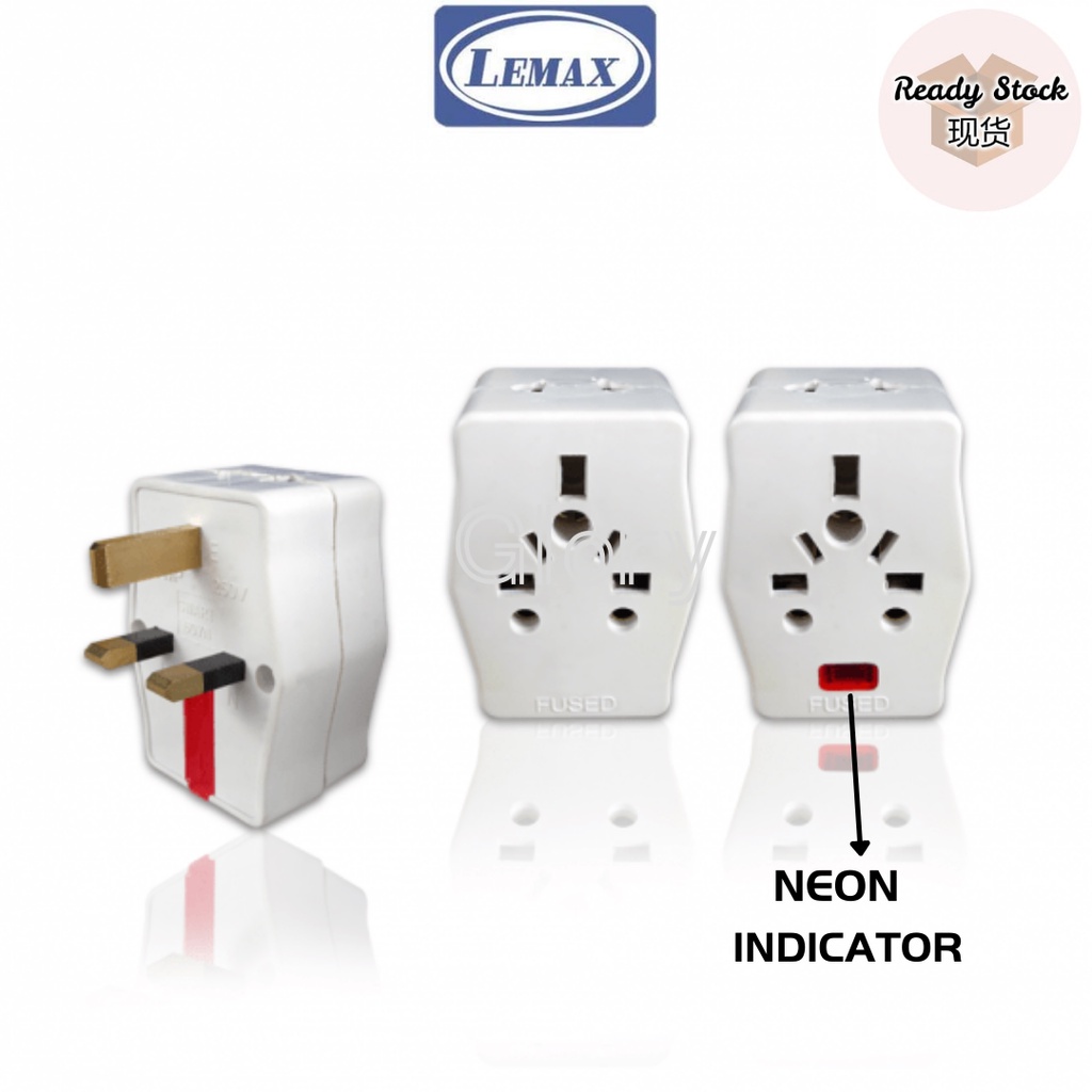 LEMAX 13A Multi Adaptor S607 (3 Way) 3 PIN MULTI WAY TRAVEL PLUG ...