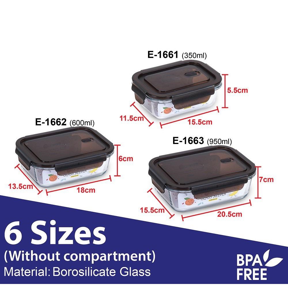 ELIANWARE Borosilicate Glass Food Container, Anti-Leaking Lunch Box, E ...