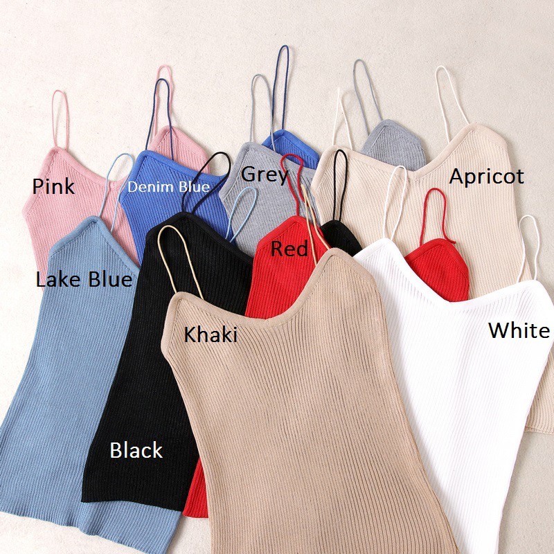 New 16 colors solid color off shoulder Sexy Knitted Singlet Tops ...