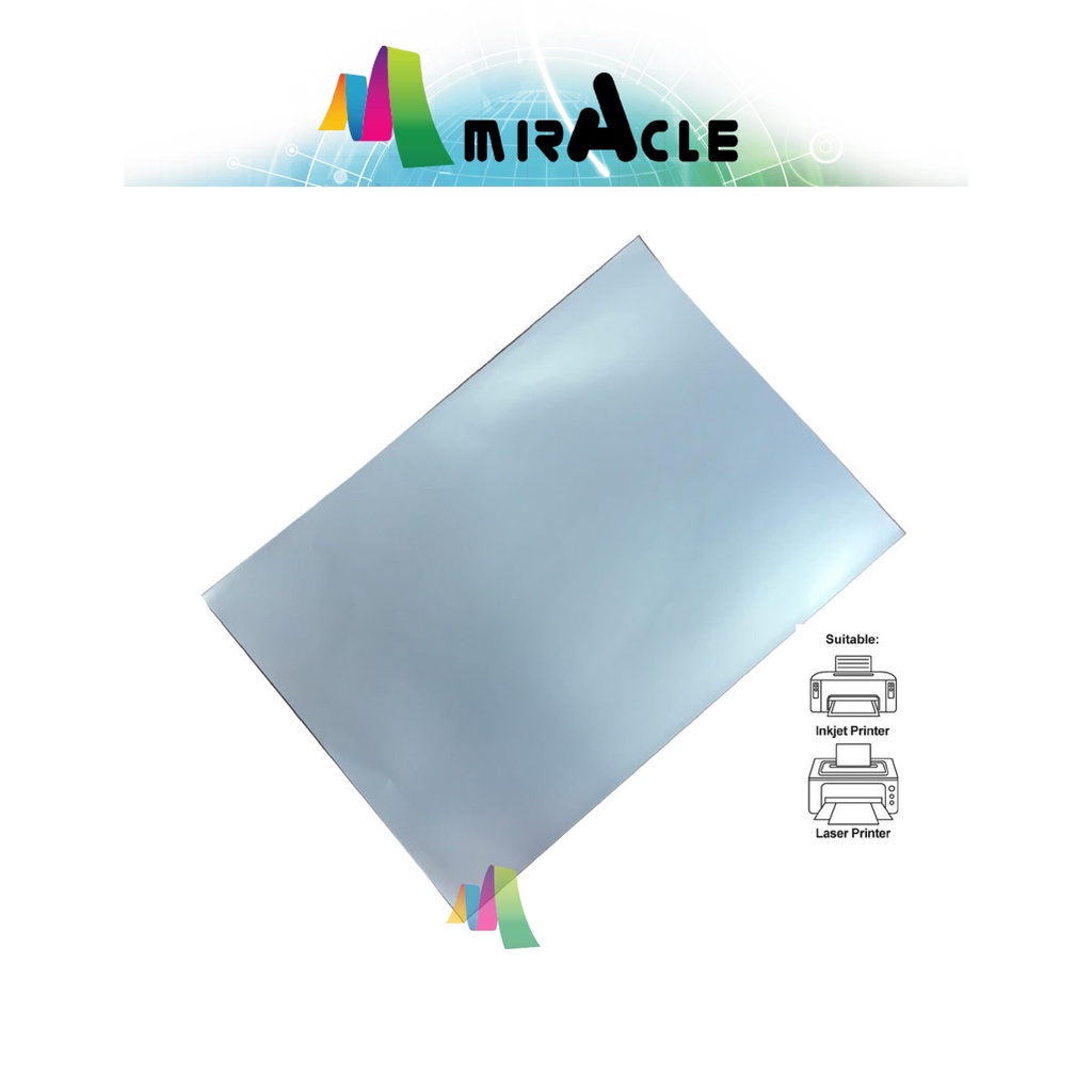 A4 Glossy / MATTE SILVER PET Label Sticker Paper for Inkjet / Laser ...