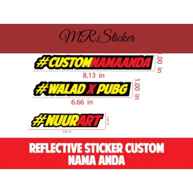 STICKER CUSTOM NAMA /REFLECTIVE /STICKER POTONG PANTUL CAHAYA/STICKER ...