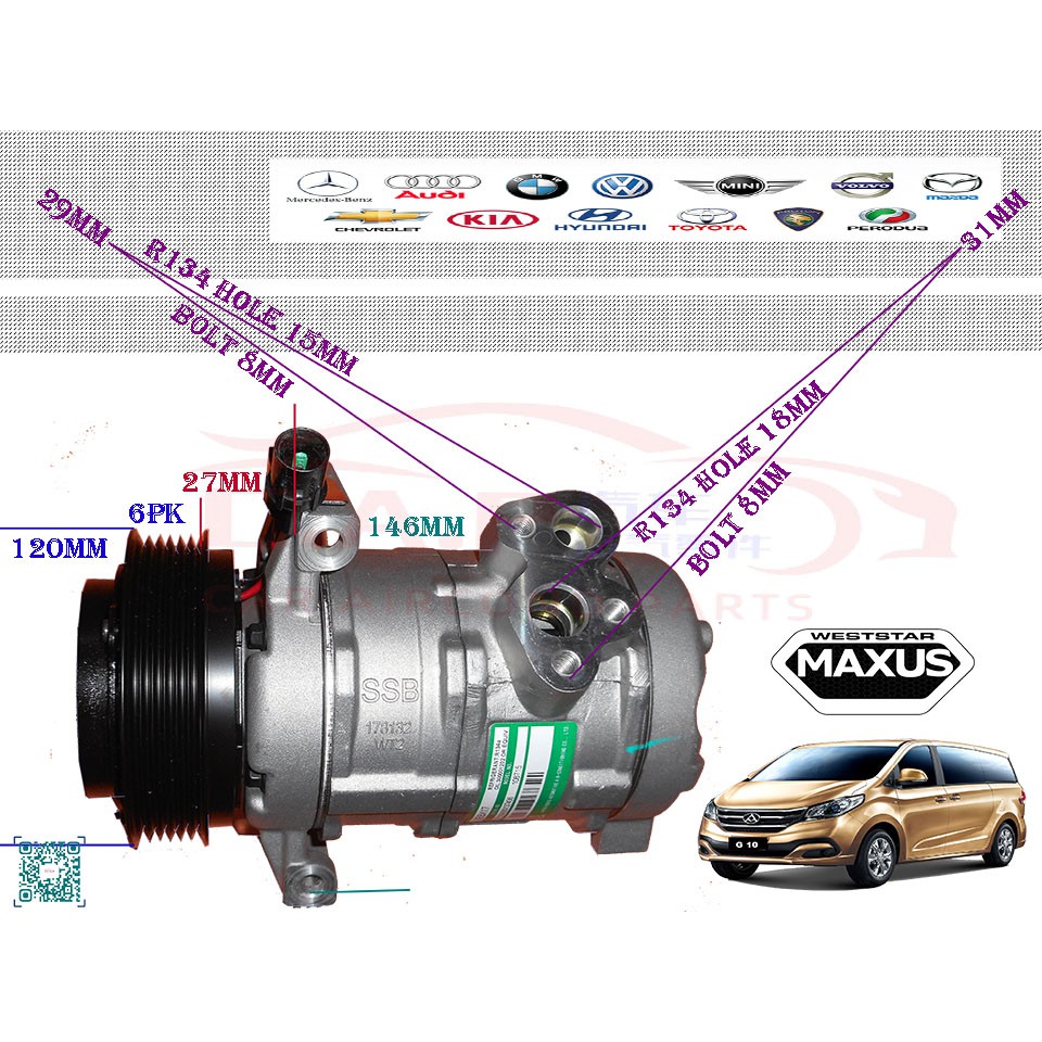 COMPRESSOR WESTSTAR MAXUS MPV G10 2017Y ( 05402069 ) | Shopee Malaysia
