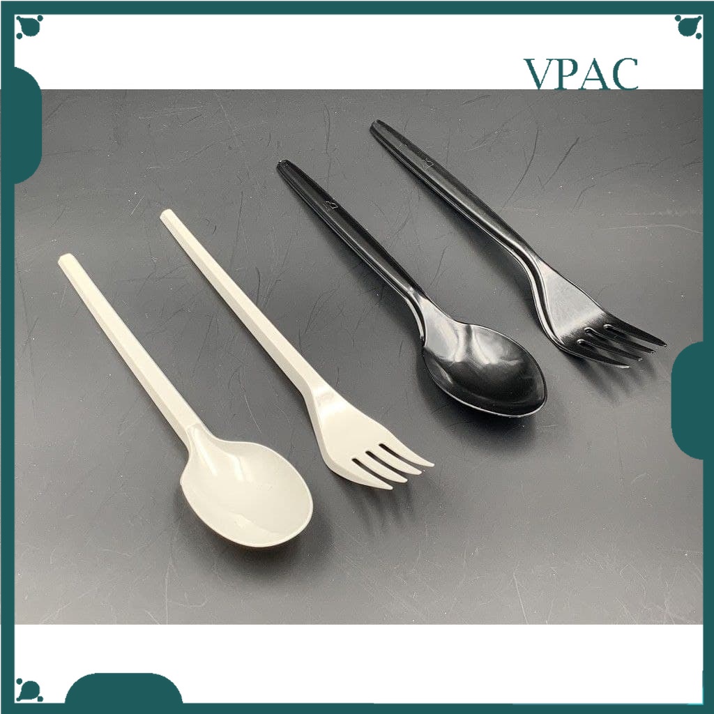 6.5" Spoon & Fork [ 50pcs± ] Sudu / Garpu Panjang White / Black ...
