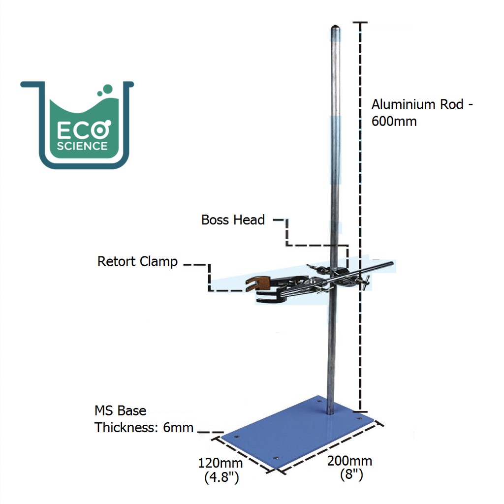 Retort Stand SET MS Base 4.8" x 8" x 6mm , Al Rod 600mm | Shopee Malaysia